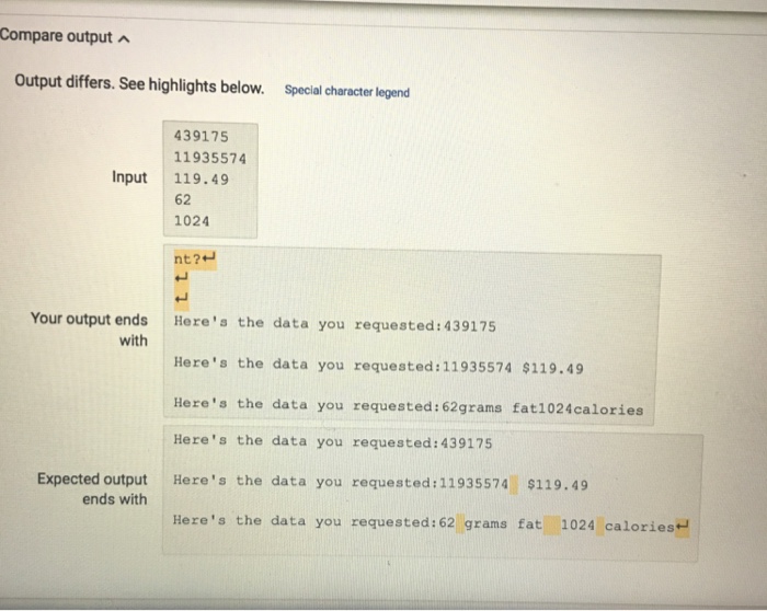 Solved Compare output A Output differs. See highlights | Chegg.com