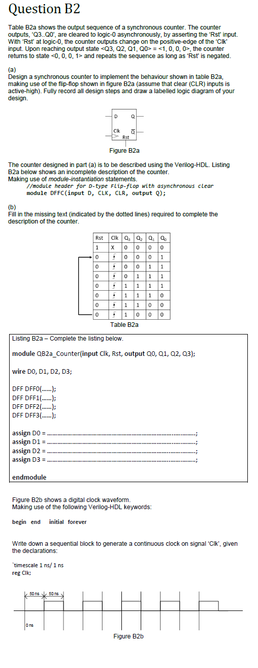 Solved Question B2 Table B2a shows the output sequence of a | Chegg.com