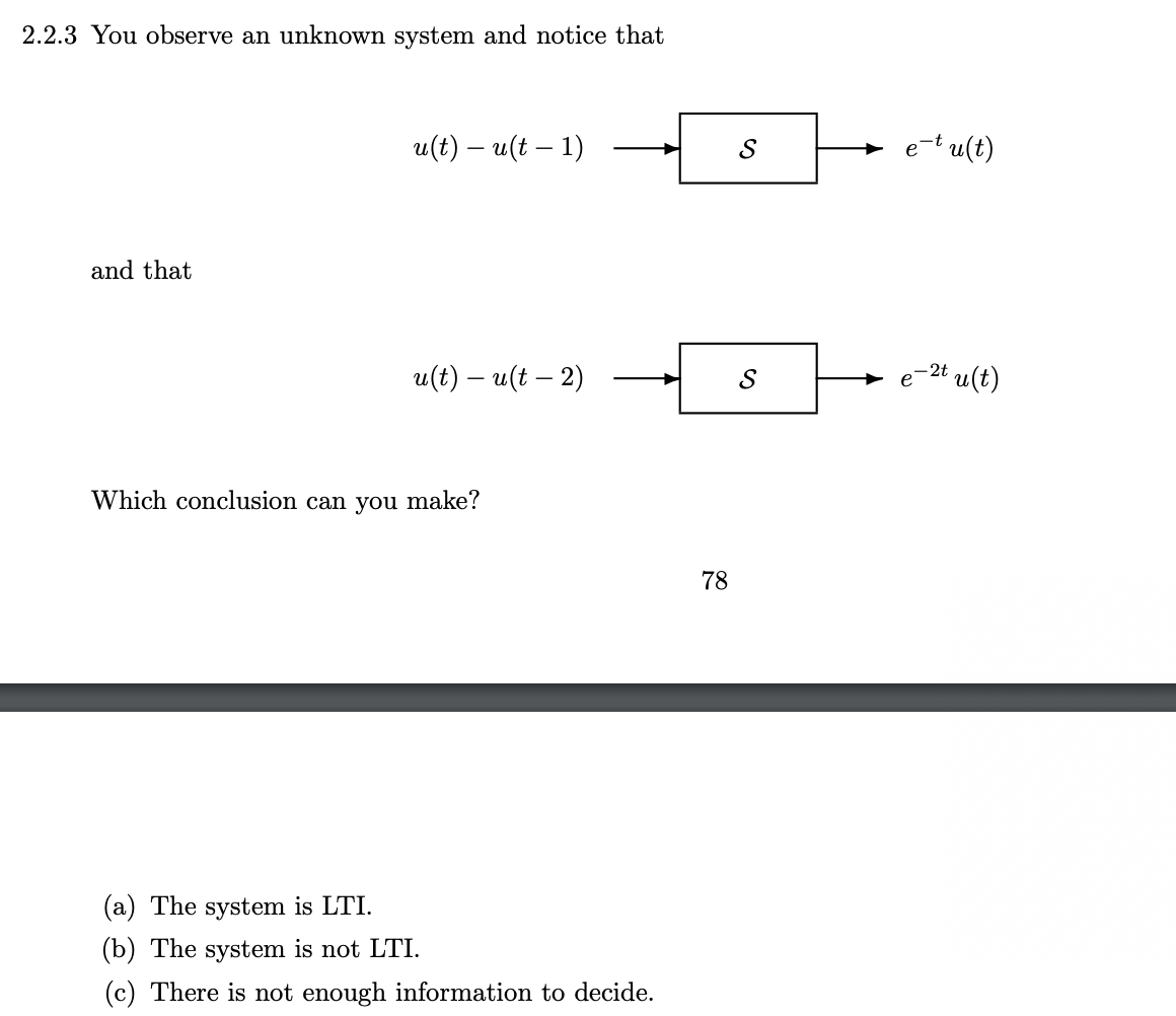 Solved 2.2.3 You observe an unknown system and notice that | Chegg.com