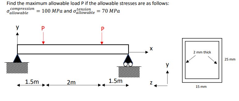 Solved Find the maximum allowable load P if the allowable | Chegg.com