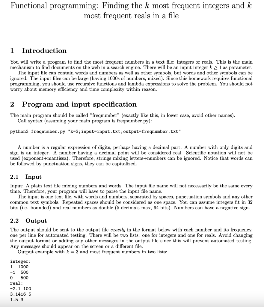 Solved Functional programming: Finding the k most frequent | Chegg.com