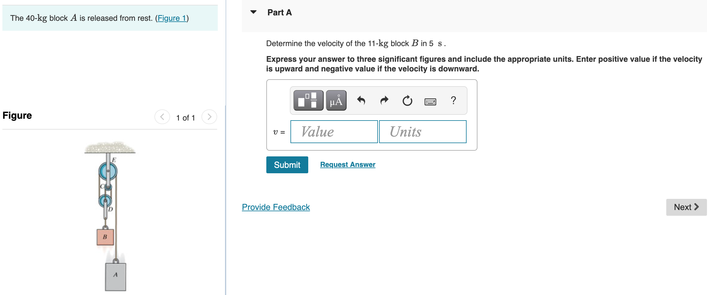 Solved Part A The 40-kg block A is released from rest. | Chegg.com
