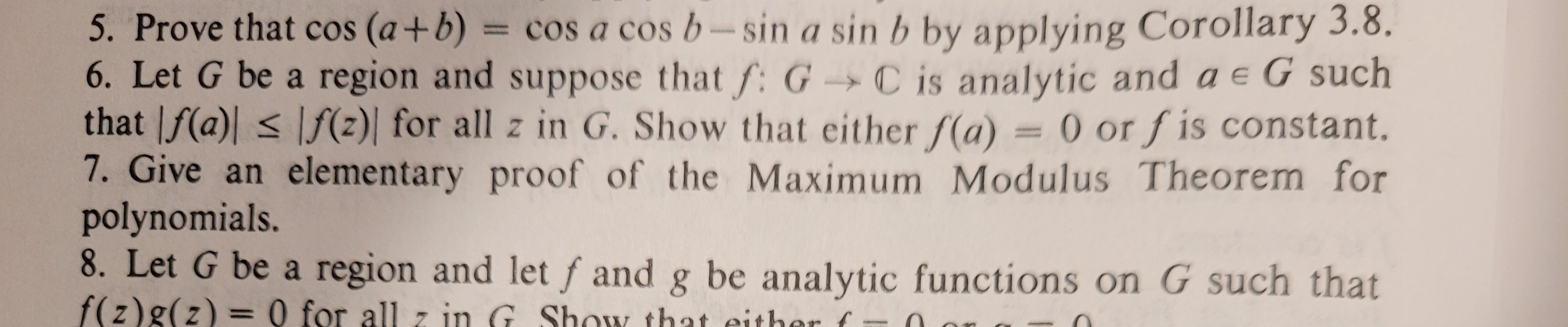 5. Prove that cos(a+b)=cosacosb−sinasinb by applying | Chegg.com