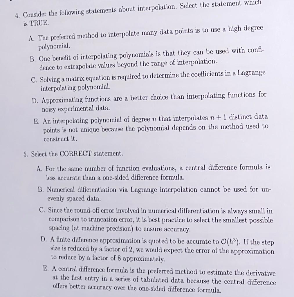 Solved 4. Consider the following statements about | Chegg.com