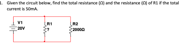 Solved 1. Given the circuit below, find the total resistance | Chegg.com