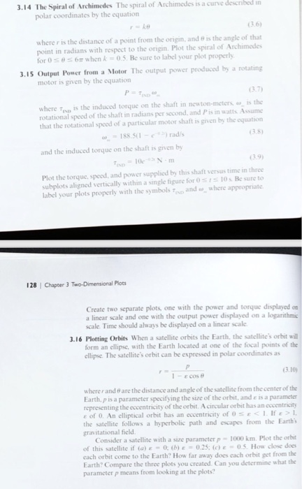 Solved 3.14 The Spiral of Archimedes The spiral of | Chegg.com