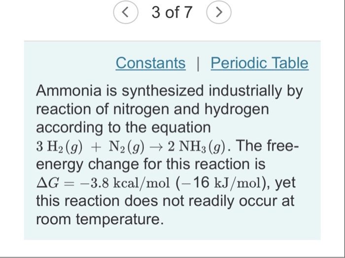 Solved 3 of 7 > Constants | Periodic Table Ammonia is | Chegg.com