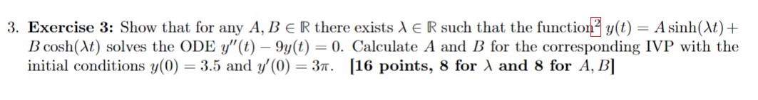 Solved Exercise 3: Show that for any A,B∈R there exists λ∈R | Chegg.com