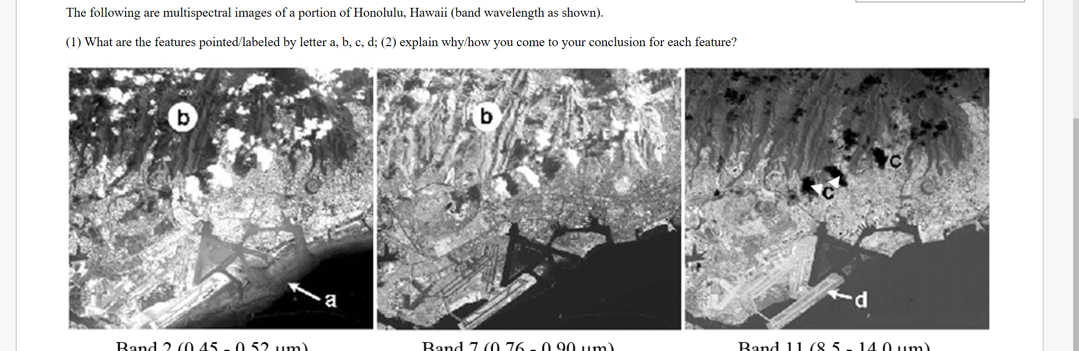 Solved The following are multispectral images of a portion | Chegg.com