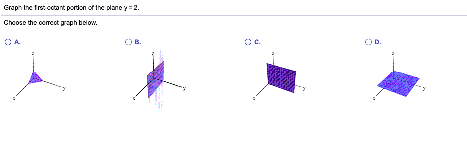 Solved Graph the first-octant portion of the plane y = 2. | Chegg.com