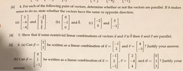 Solved (6l 4. For each of the following pairs of vectors, | Chegg.com