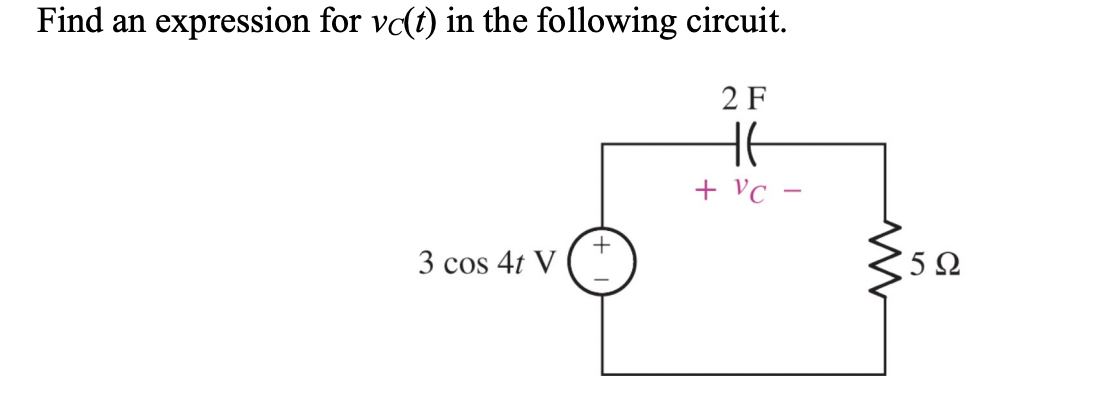 Solved Find an expression for vC(t) in the following | Chegg.com