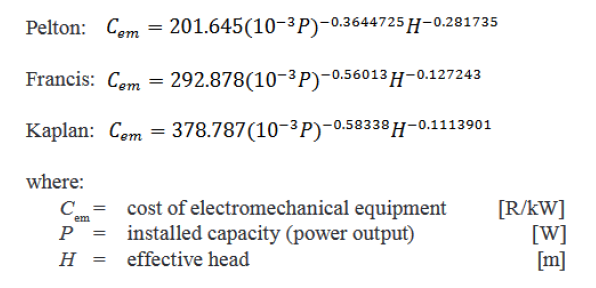Solved 1) Calculate the turbine-(Kaplan) cost using the | Chegg.com