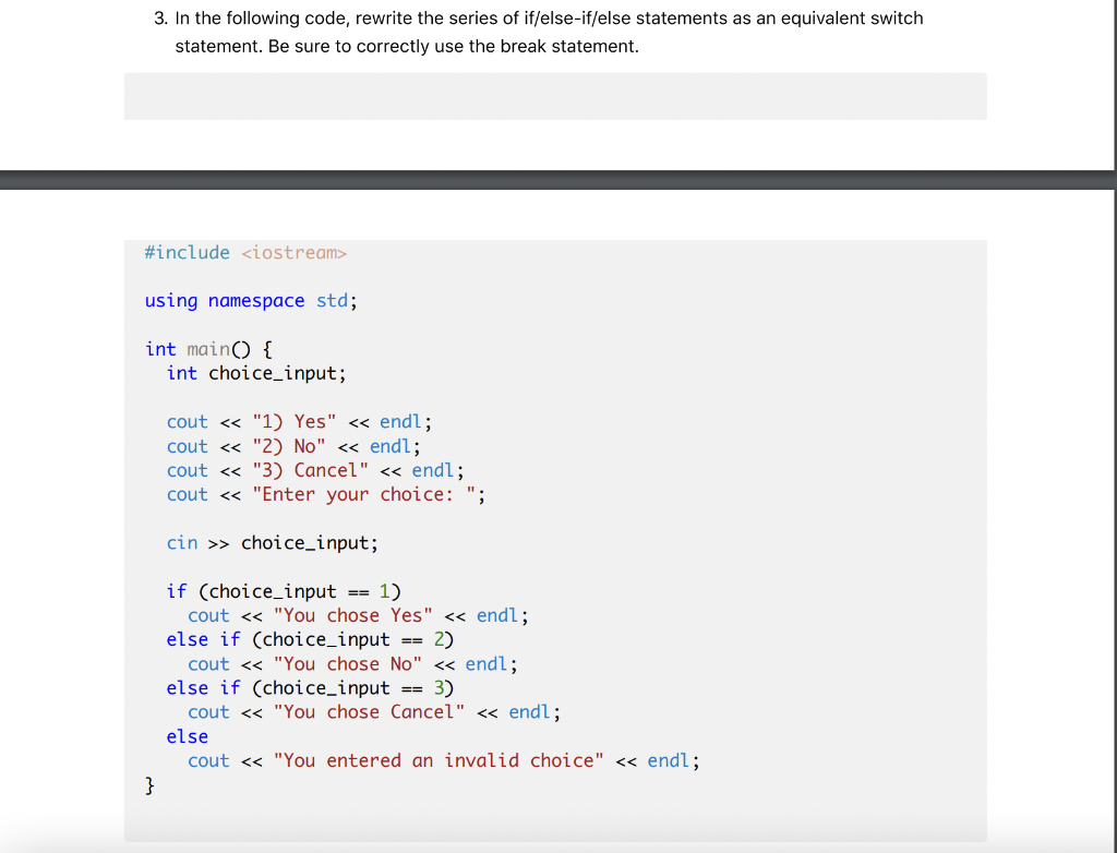 Solved 3. In the following code, rewrite the series of | Chegg.com
