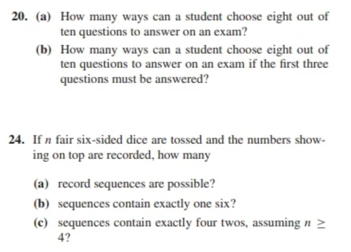 Solved 20. (a) How many ways can a student choose eight out | Chegg.com