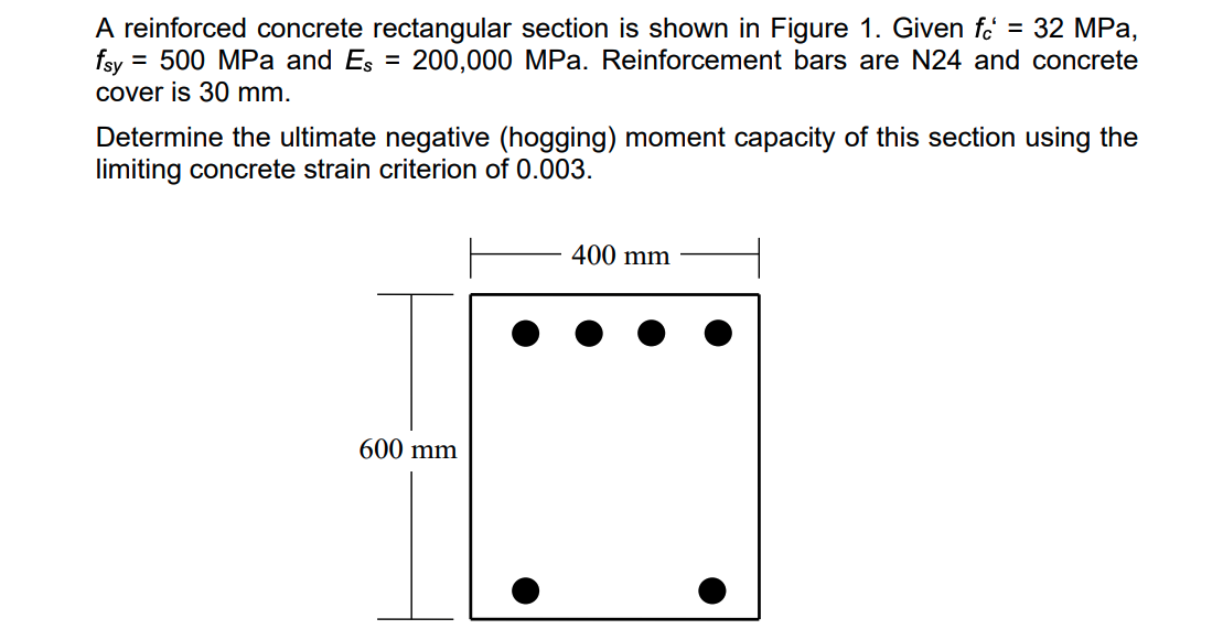 Solved A reinforced concrete rectangular section is shown in | Chegg.com