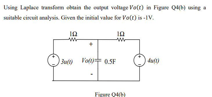 Solved Using Laplace transform obtain the output voltage | Chegg.com