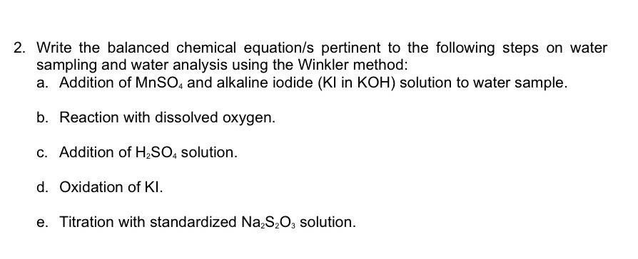SOLVED: The Winkler Method For Dissolved Oxygen In Water Is, 41% OFF