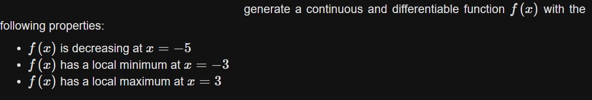 Solved generate a continuous and differentiable function | Chegg.com