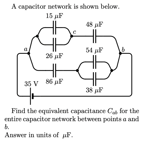 Solved A capacitor network is shown below.Find the | Chegg.com