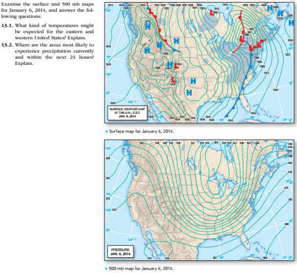 Solved Examine the surface and 500 mb maps for January 6, | Chegg.com