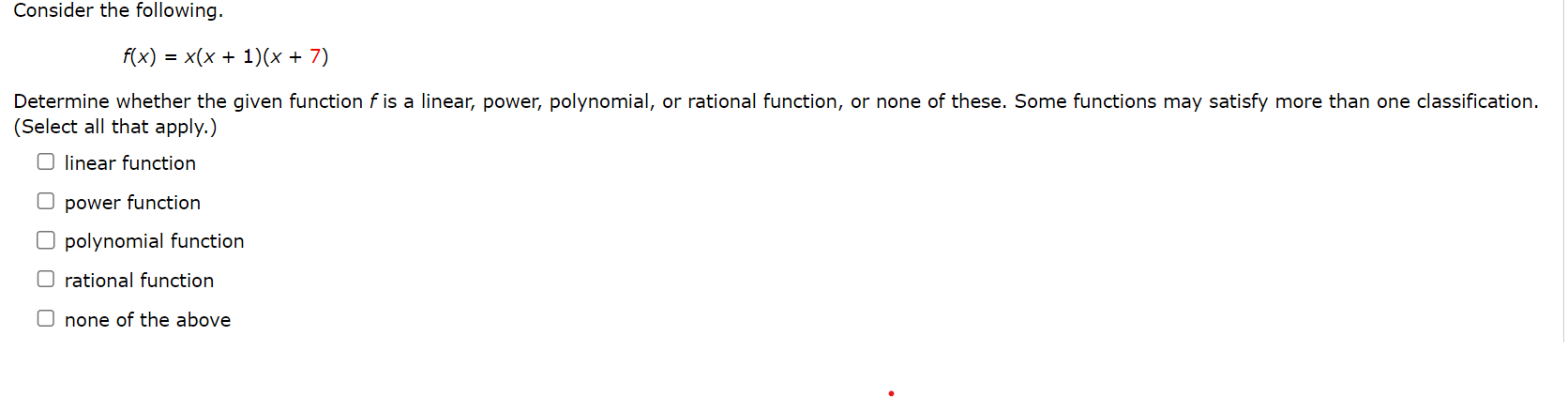 Solved Consider the following. f(x)=x(x+1)(x+7) Determine | Chegg.com