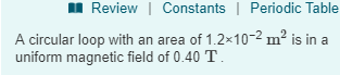 Solved Review Constants | Periodic Table A circular loop | Chegg.com