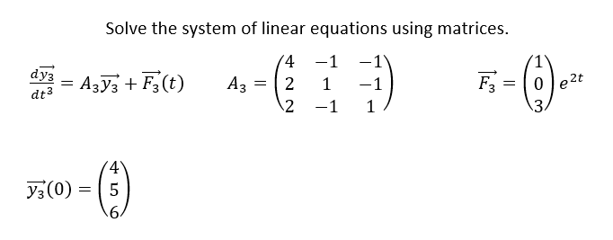 Solved Solve the system of linear equations using matrices. | Chegg.com