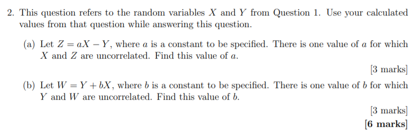 Solved I have values for E(X), Var(X), E(Y), Var(Y) from | Chegg.com