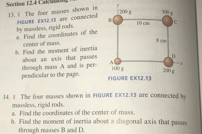 Solved Section 12.4 Calculalng 13. I The four masses shown | Chegg.com