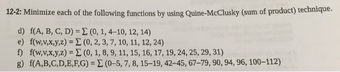 Solved 12-2: Minimize each of the following functions by | Chegg.com