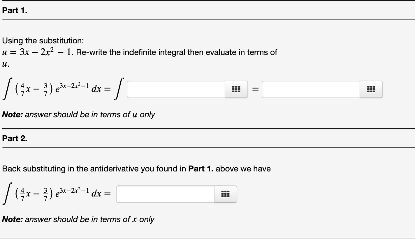 Solved (1 point) Substitution in the Definite Integral | Chegg.com