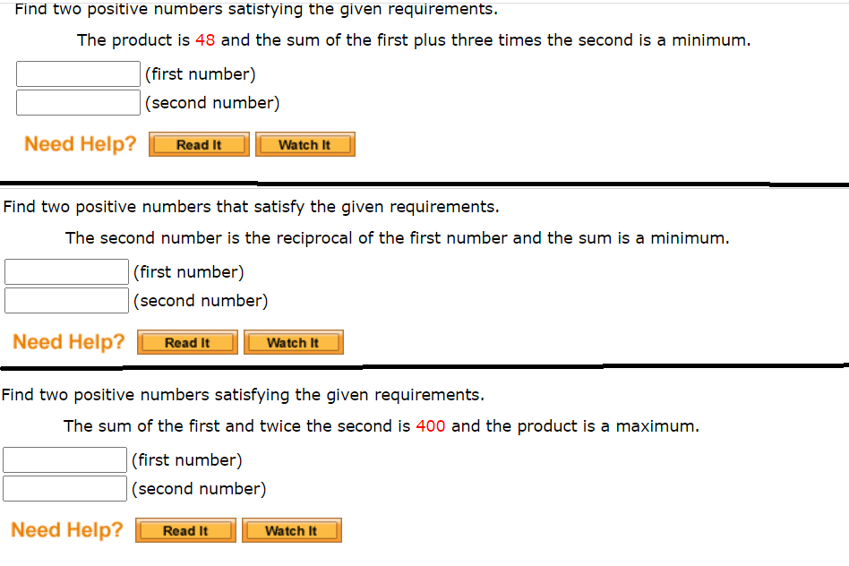 Solved Find two positive numbers satisfying the given | Chegg.com