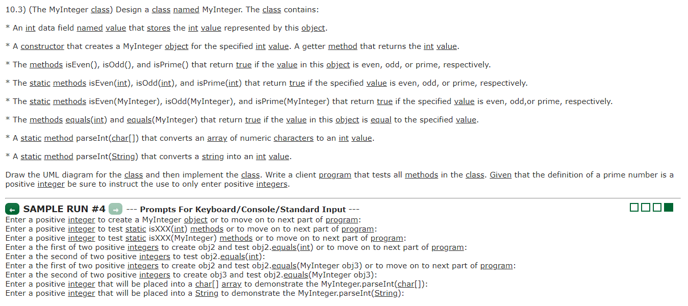 Solved 103 The Myinteger Class Design A Class Named 