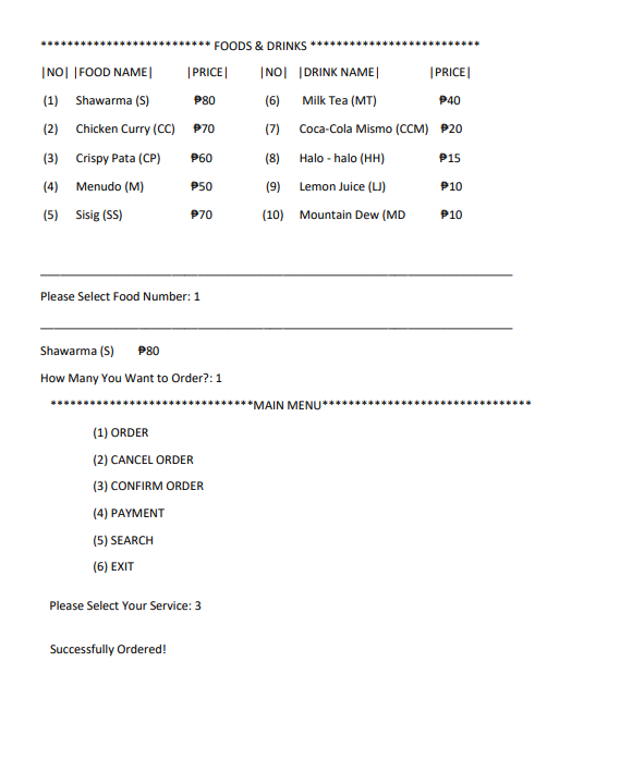 Solved Create a menu driven program for an eatery that | Chegg.com