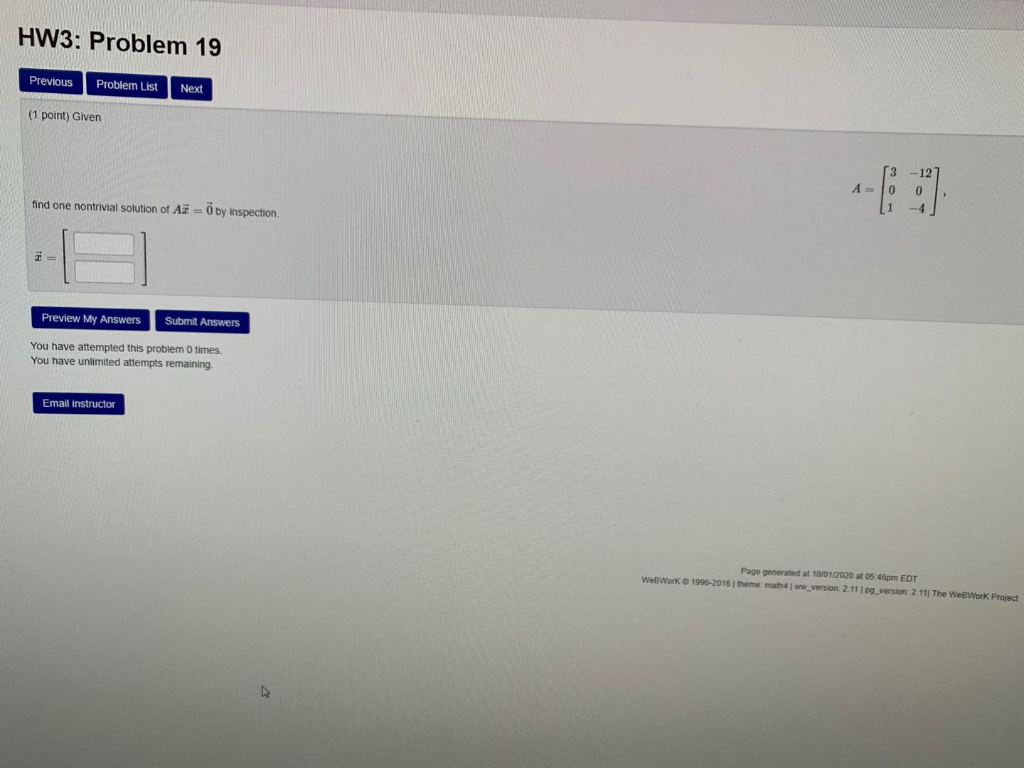 Solved HW3: Problem 19 Previous Problem List Next (1 point) | Chegg.com