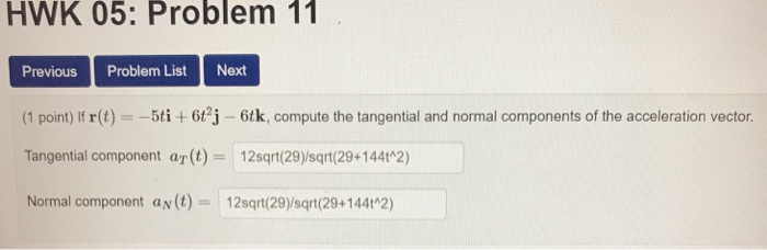Solved Hwk 05 Problem 11 Previous Problem Listnext 1 