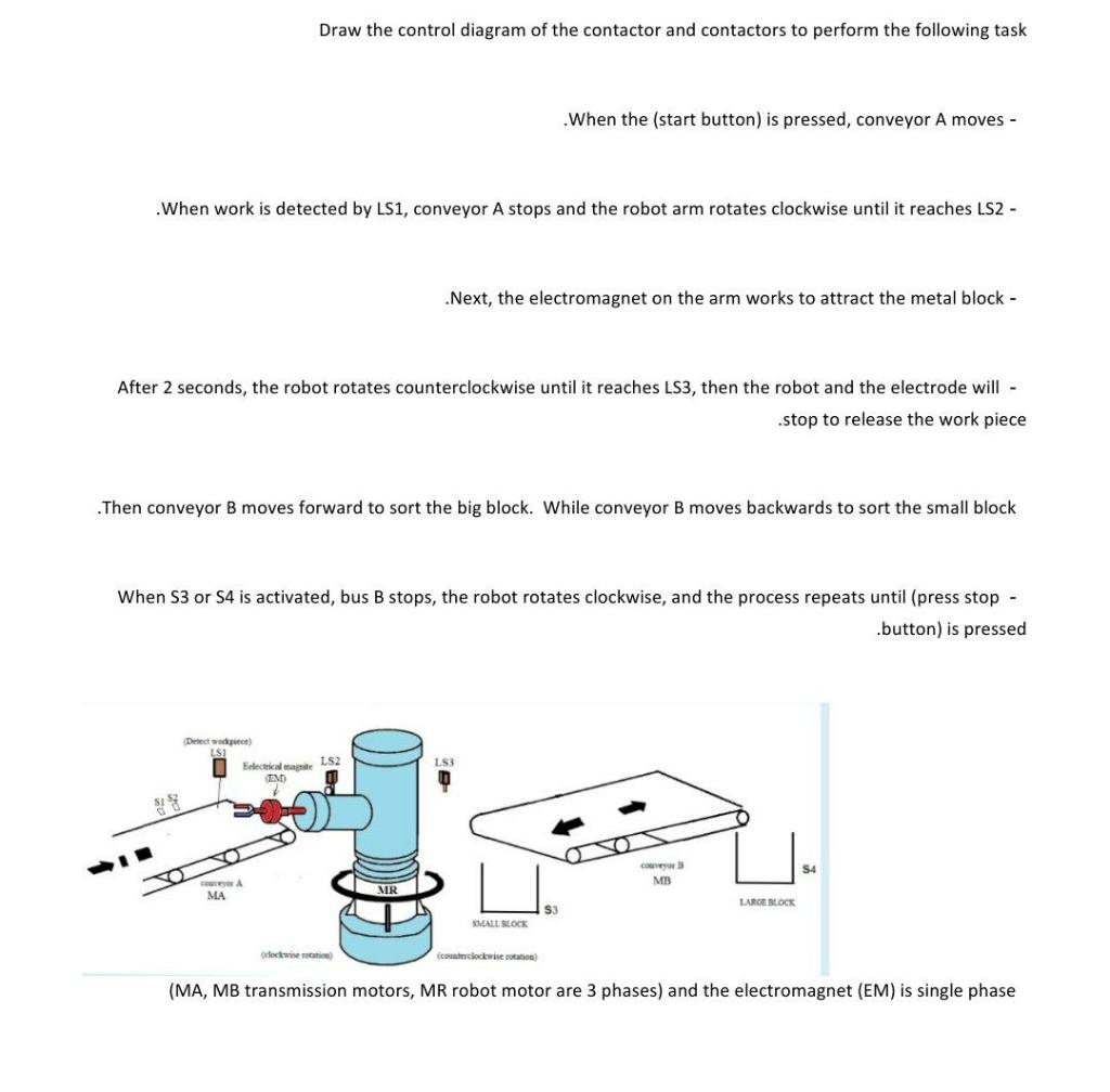 Solved Draw the control diagram of the contactor and | Chegg.com