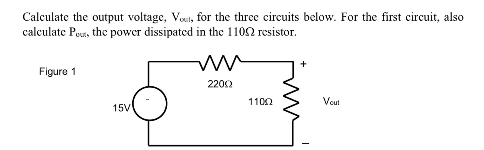 Solved Calculate the output voltage, Vout, for the three | Chegg.com