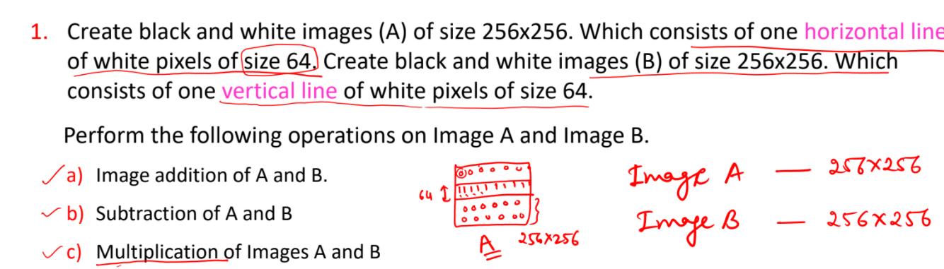 Solved 1. Create black and white images (A) of size 256x256. | Chegg.com