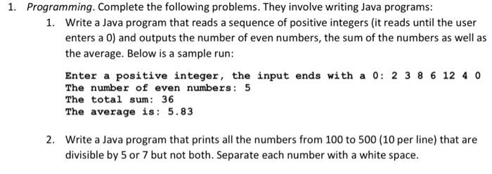 Solved 1. Programming. Complete the following problems. They | Chegg.com