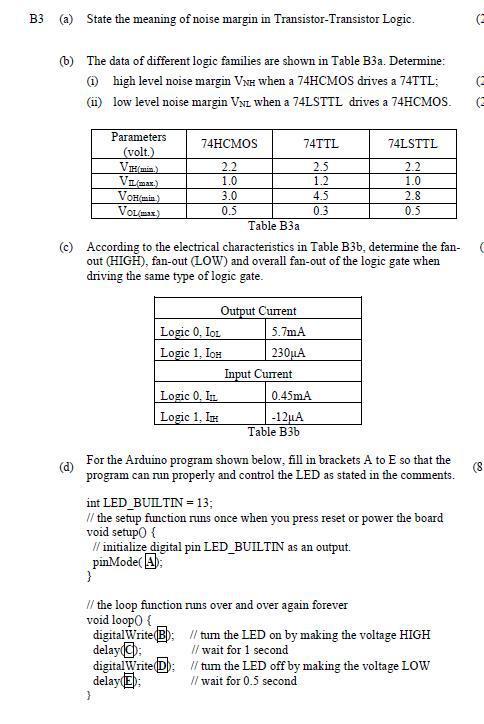 Solved B3 (a) State the meaning of noise margin in | Chegg.com