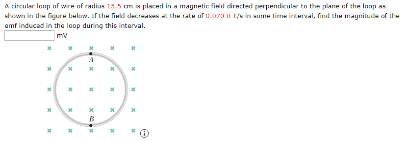Solved A circular loop of wire of radius 15.5 cm is placed | Chegg.com