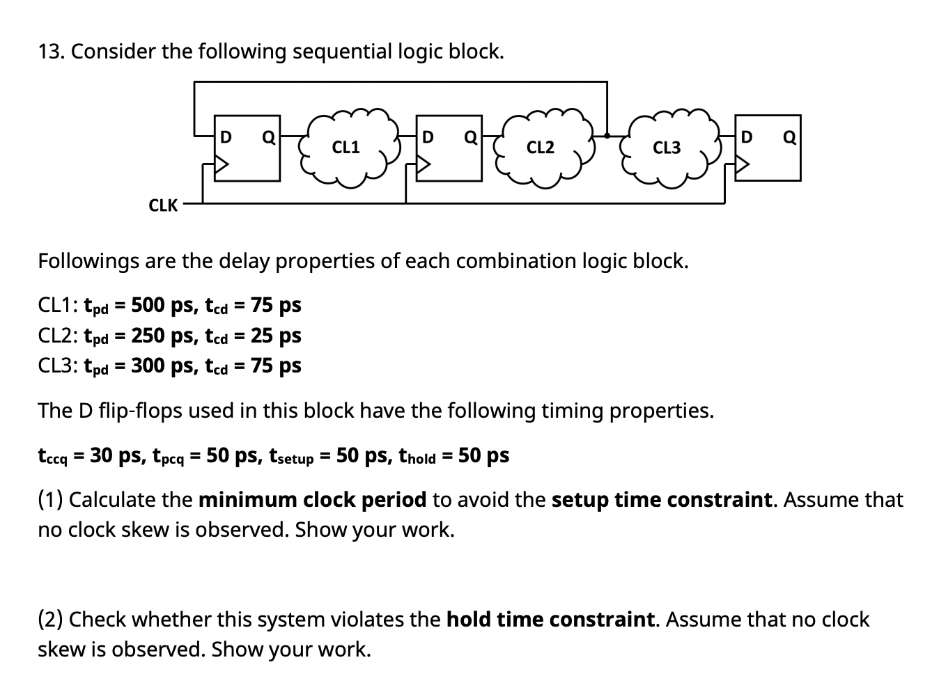 Solved 13. Consider the following sequential logic block. | Chegg.com