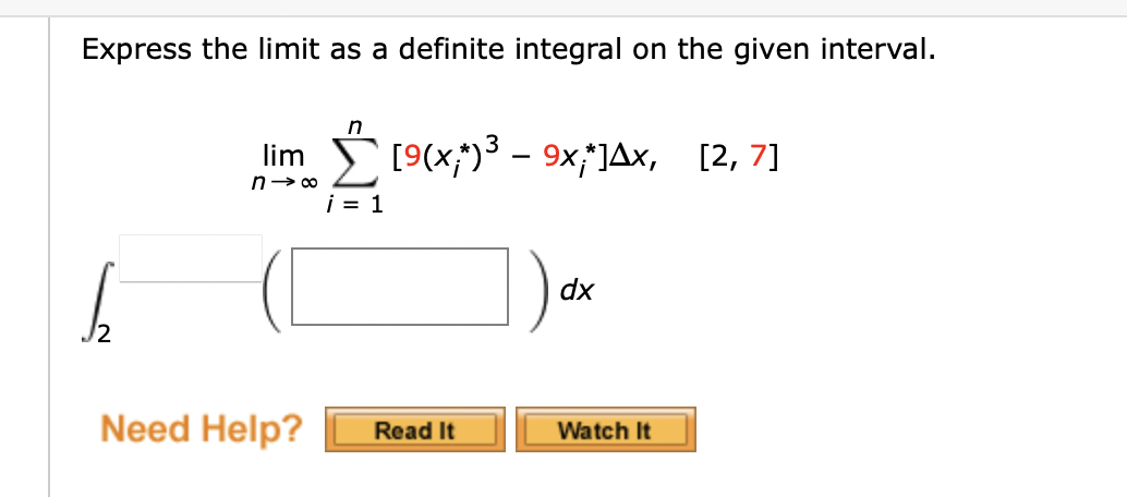 Solved Express the limit as a definite integral on the given | Chegg.com