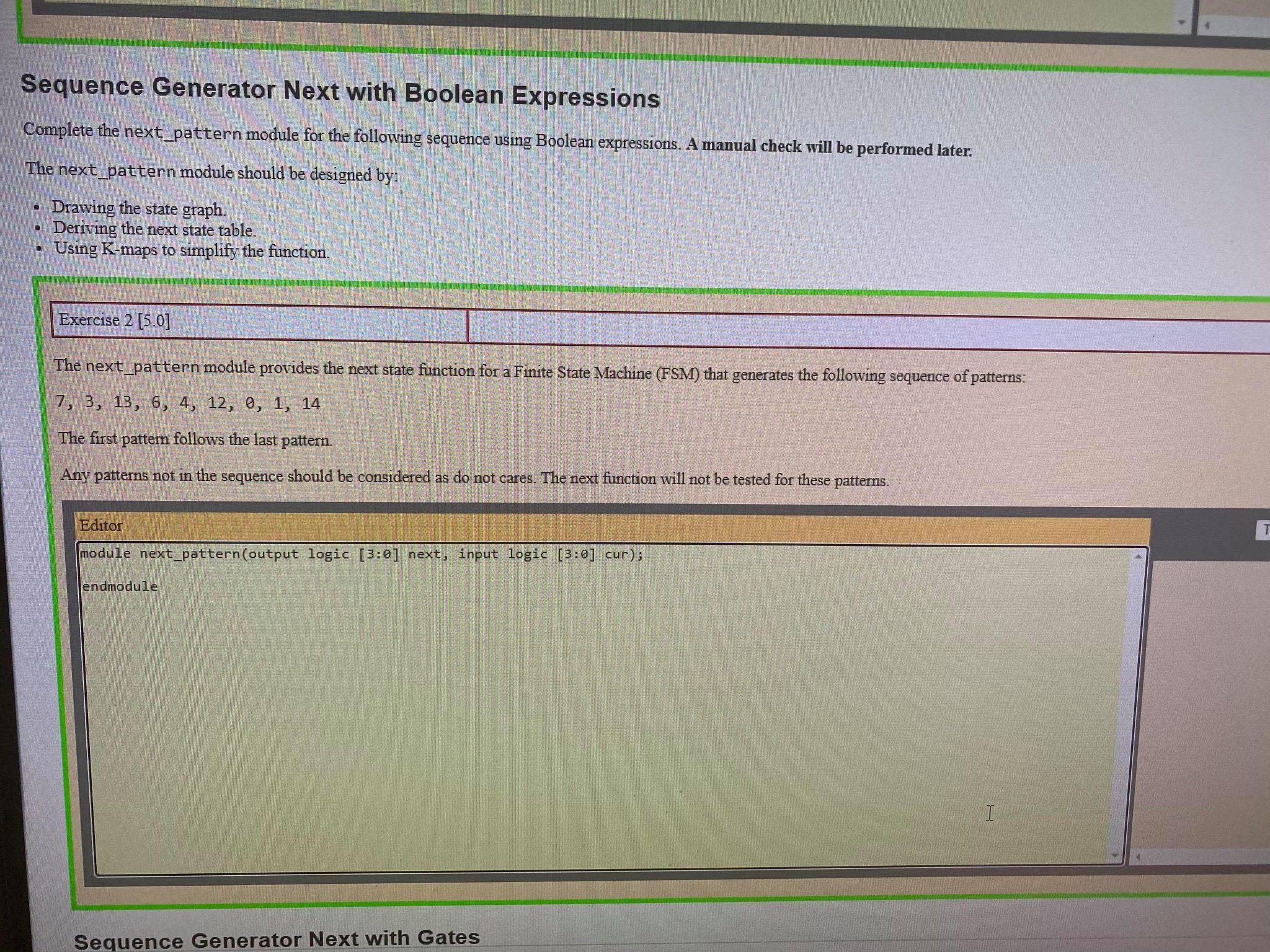 Sequence Generator Next with Boolean Expressions | Chegg.com