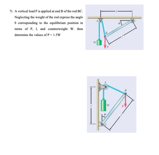 Solved 7) A vertical load P is applied at end B of the rod | Chegg.com