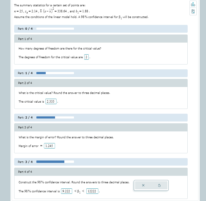 Solved oll. The summary statistics for a certain set of | Chegg.com