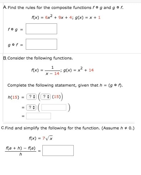 Solved A. Find the rules for the composite functions fog and | Chegg.com
