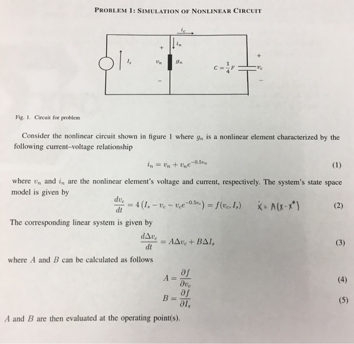 PROBLEM 1: SIMULATION OF NONLINEAR CIRCUIT 4 Fig. 1. | Chegg.com